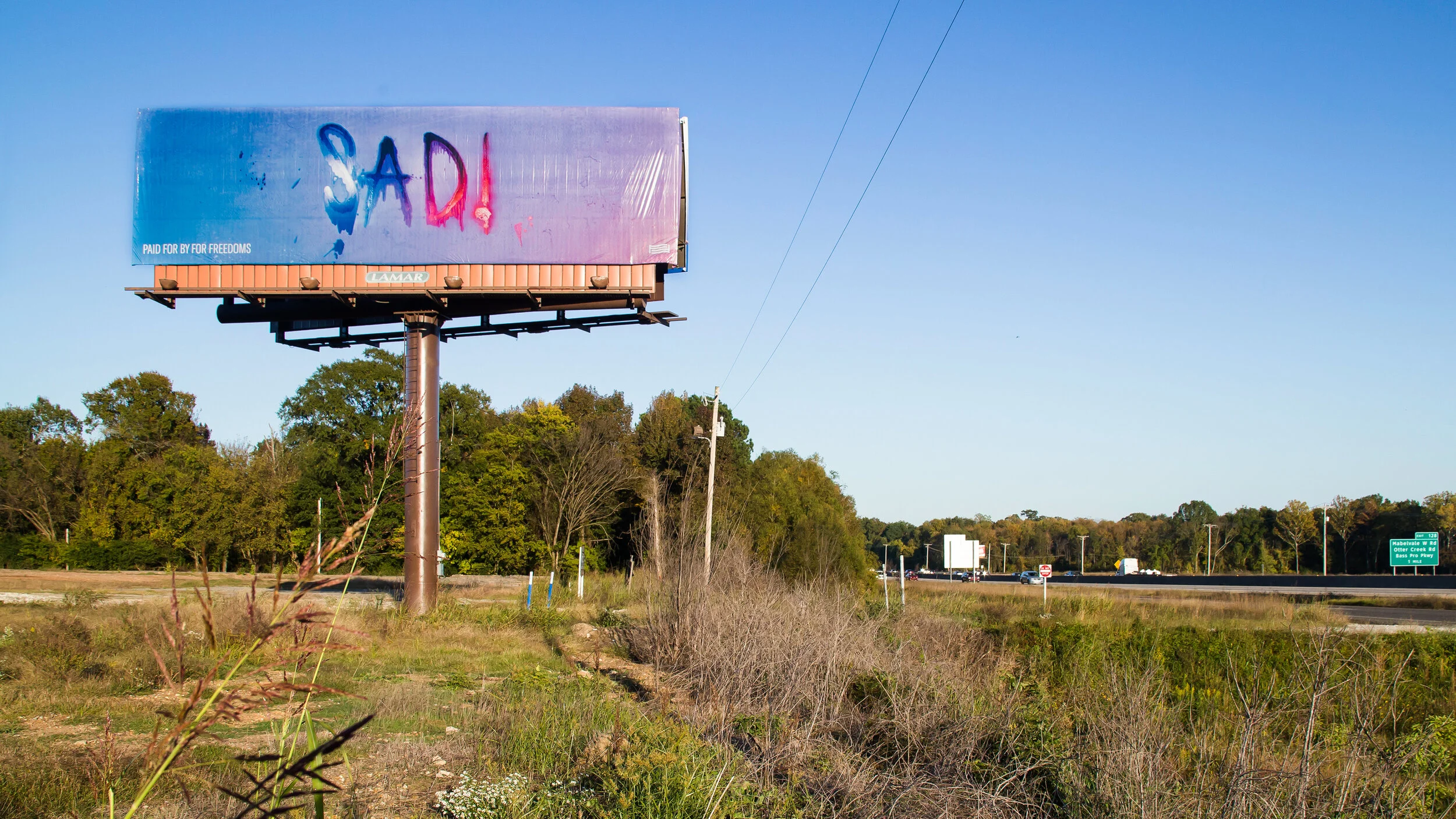 SAD! BILLBOARD WITH FOR FREEDOMS 2018 — MARILYN MINTER