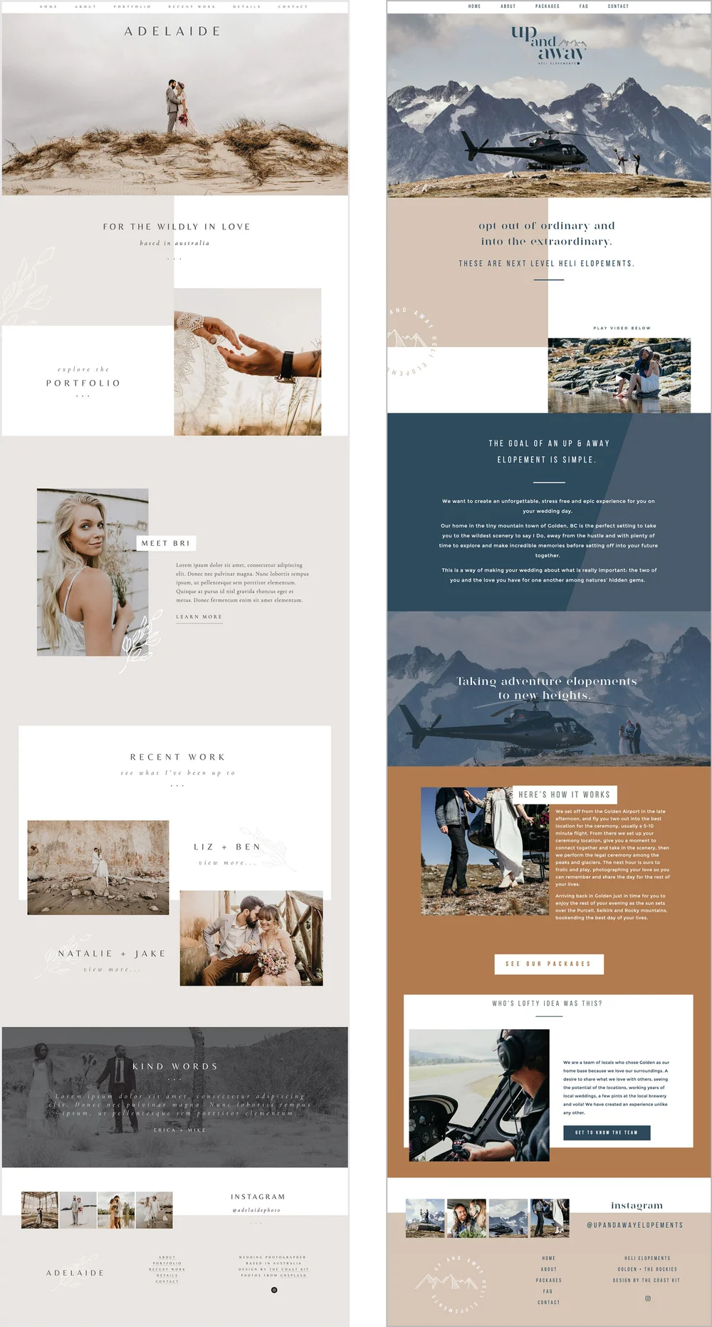 Edgy + Sleek Squarespace Website Design for Up and Away — The Coast Kit