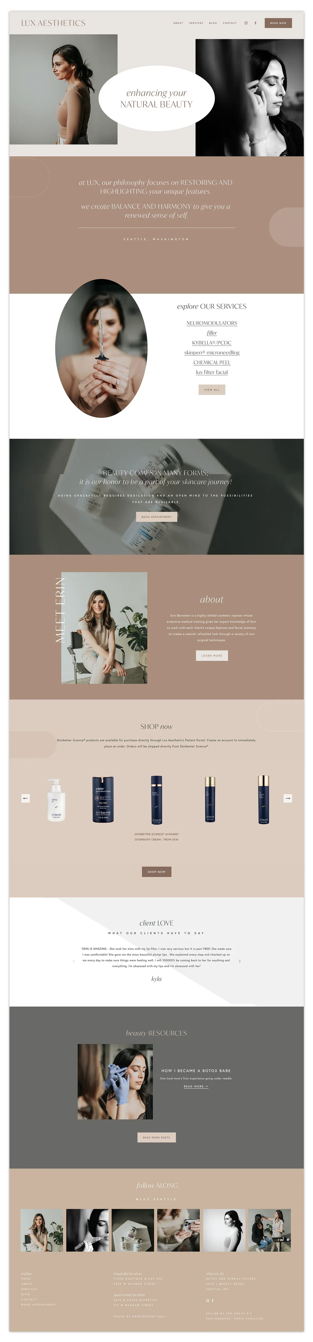 Warm, Elegant and Feminine Website Design for Seattle-Based Beauty ...