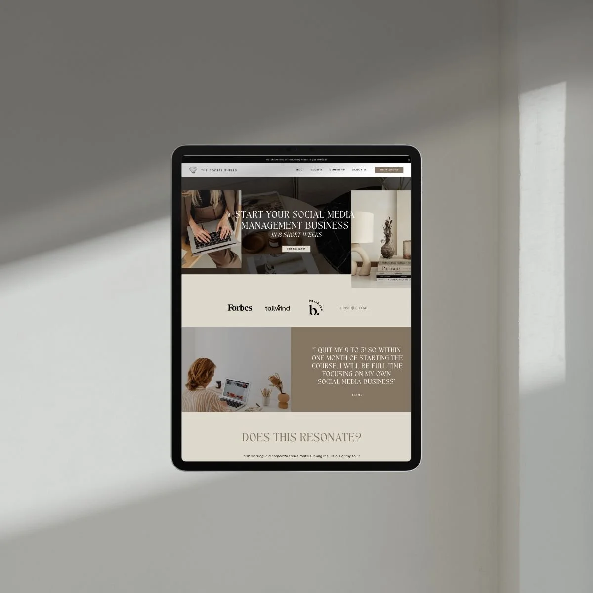 Modern, Editorial Squarespace Website Design for Social Media ...