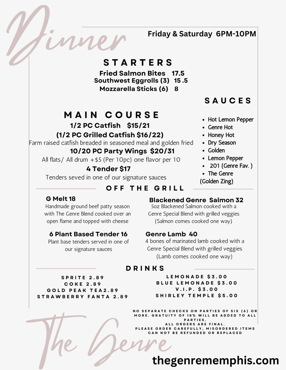 Menu — The Genre Memphis