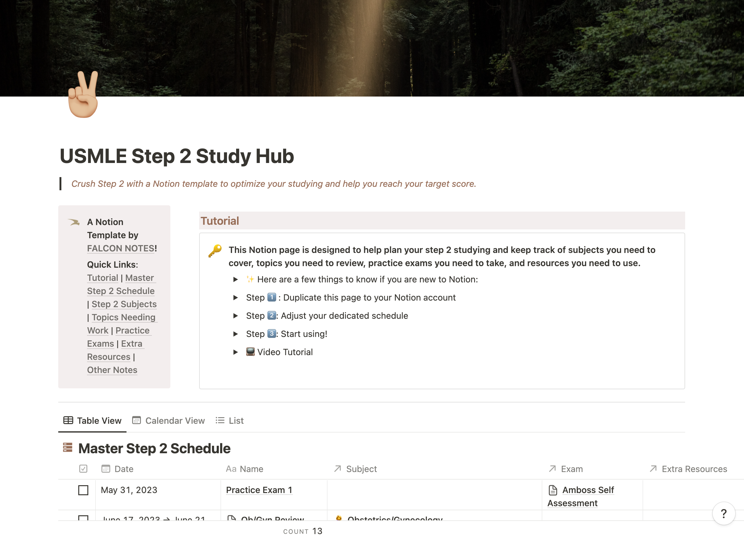 Medical Student Notion Template Series — FALCONNOTES