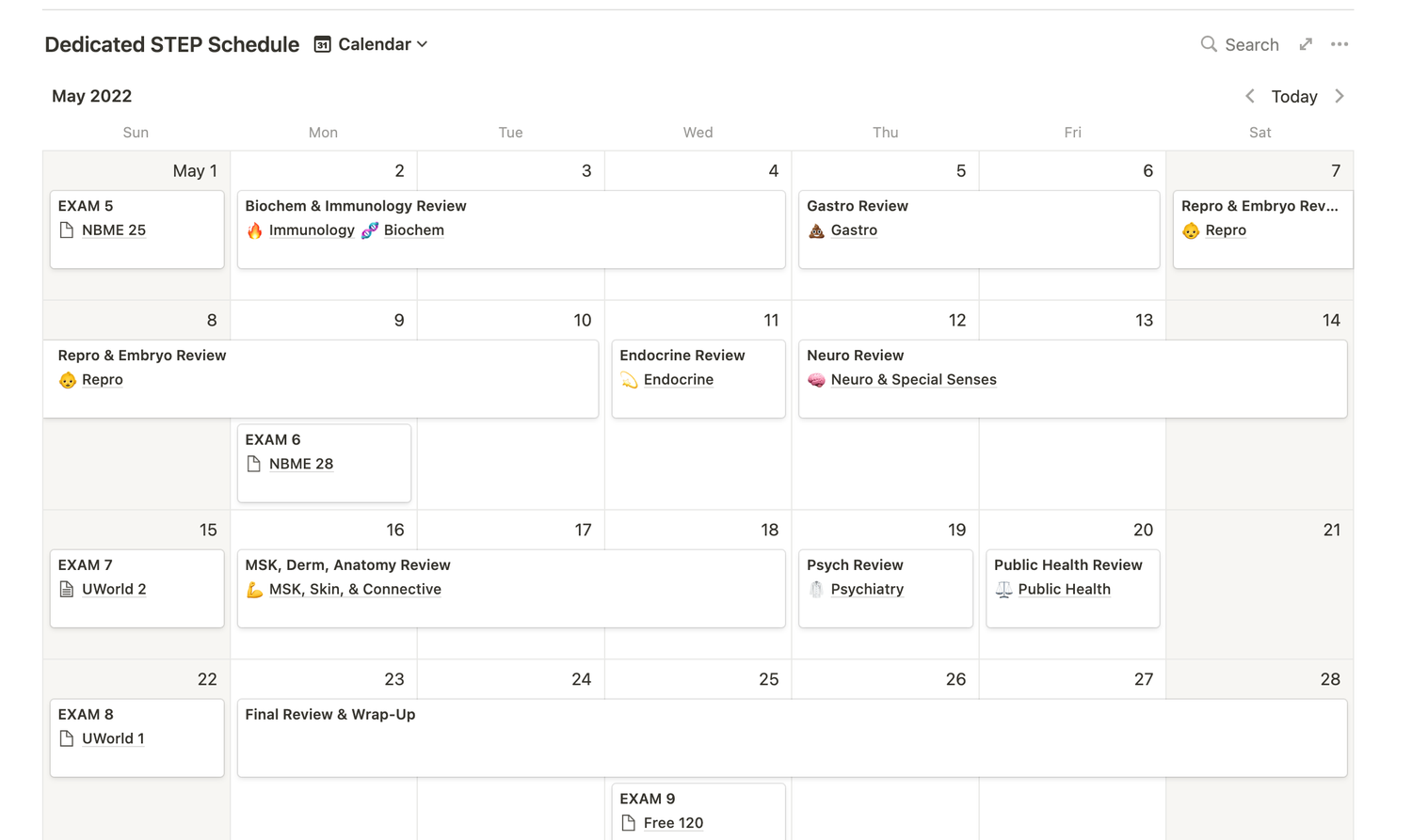 Step 1 Schedule Notion Template — FALCONNOTES