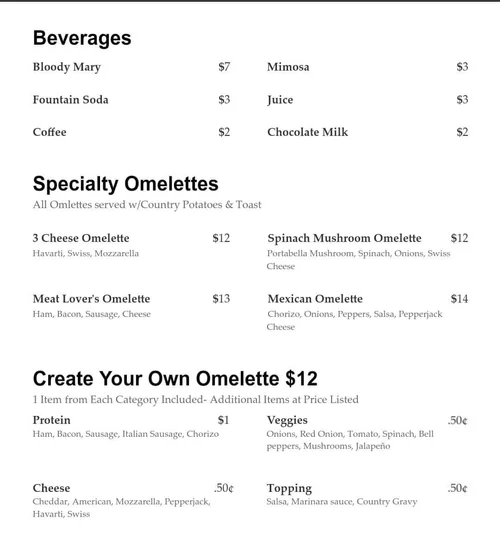 Menu — Tavern & Table