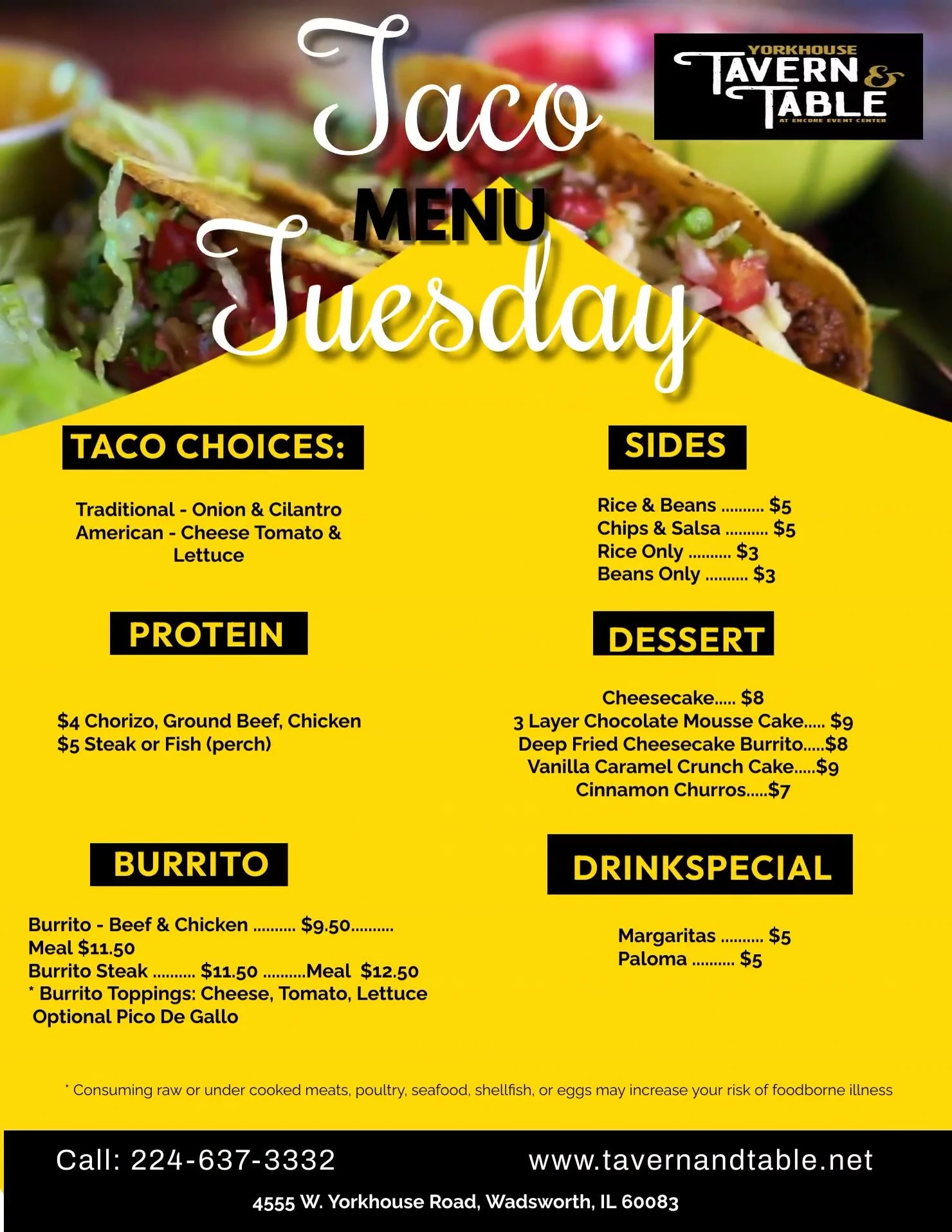 Menu — Tavern & Table