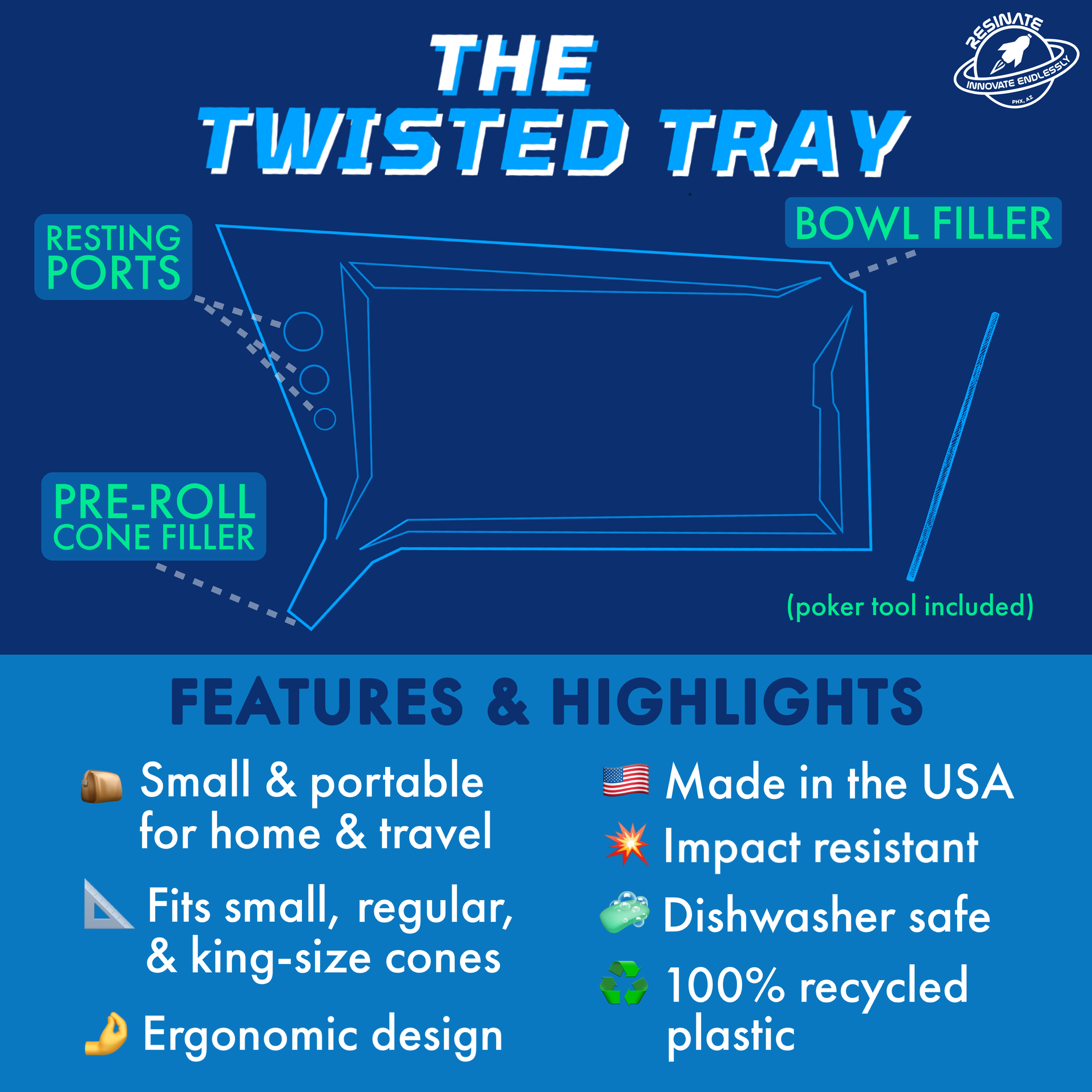 Rolling Tray Set | Cone Filler Tray Kit w/ Packer Tool and Bowl Funnel ...