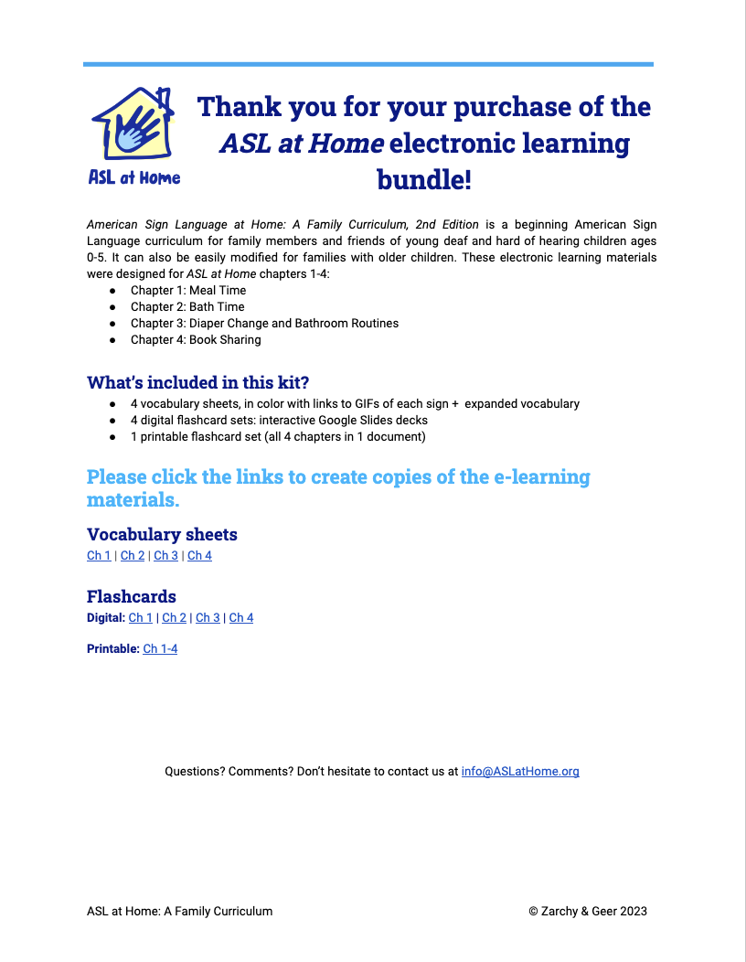 Electronic Learning Bundle - 1 Digital License — ASL at Home