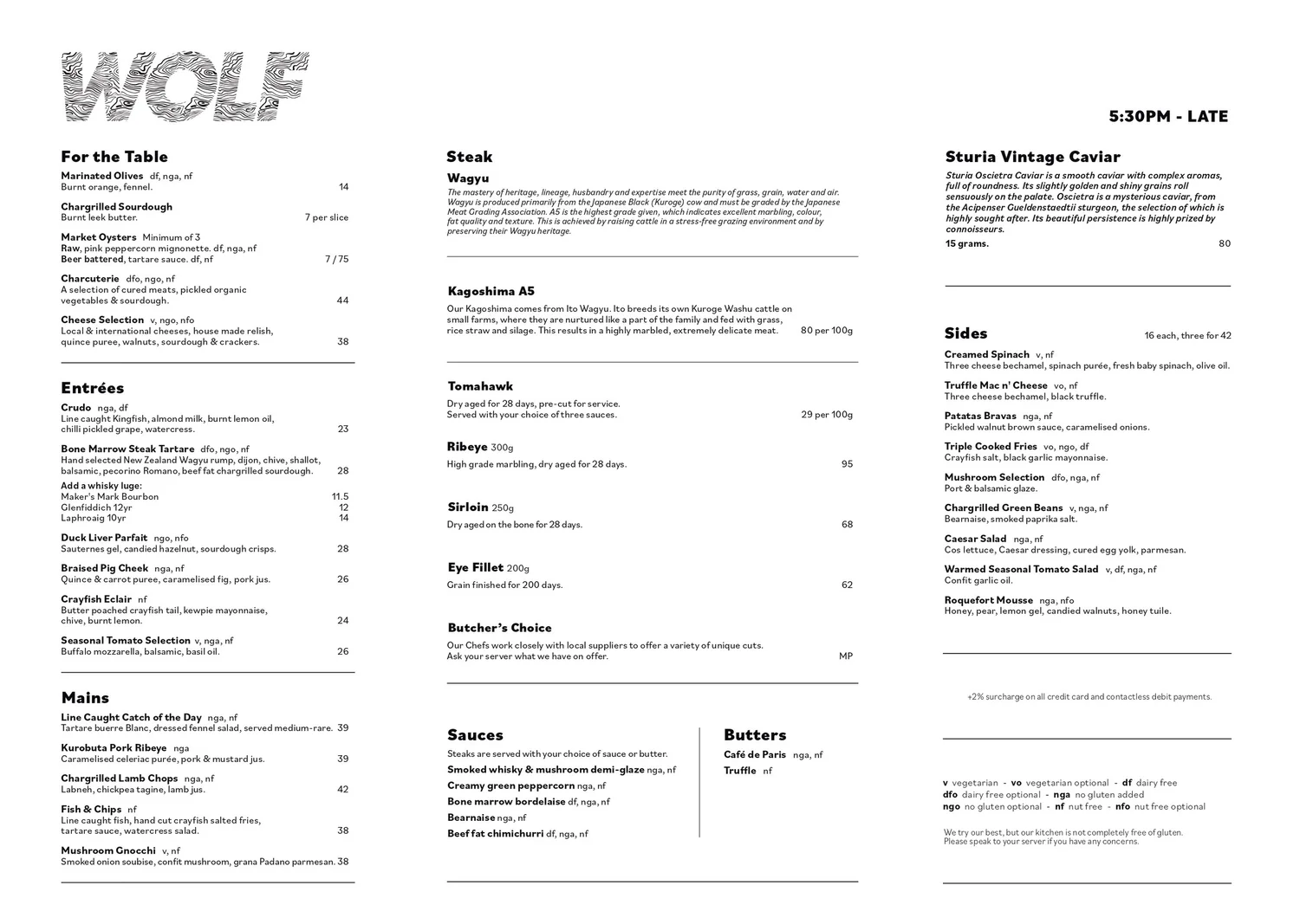 Menu — WOLF