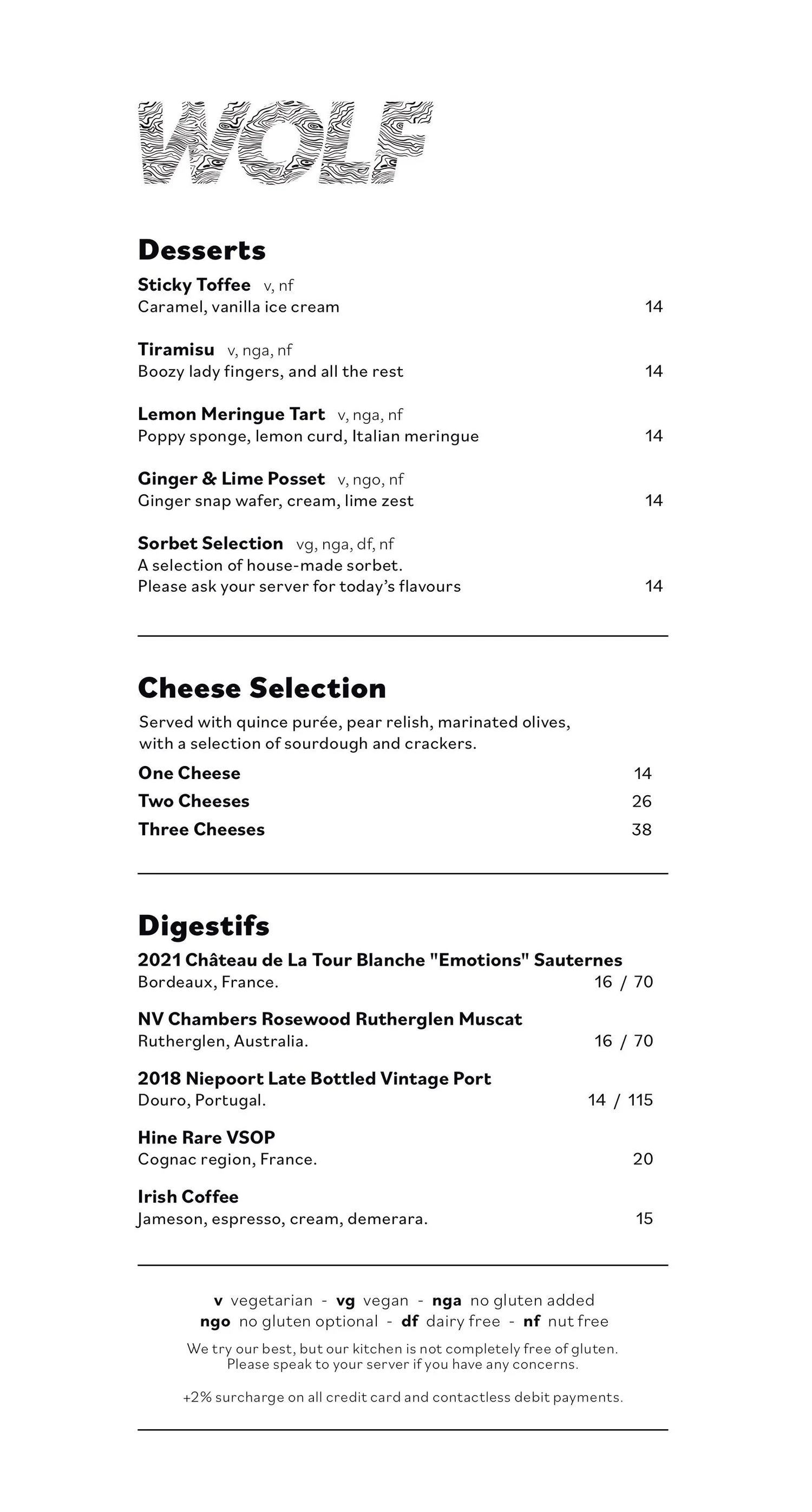 Menu — WOLF