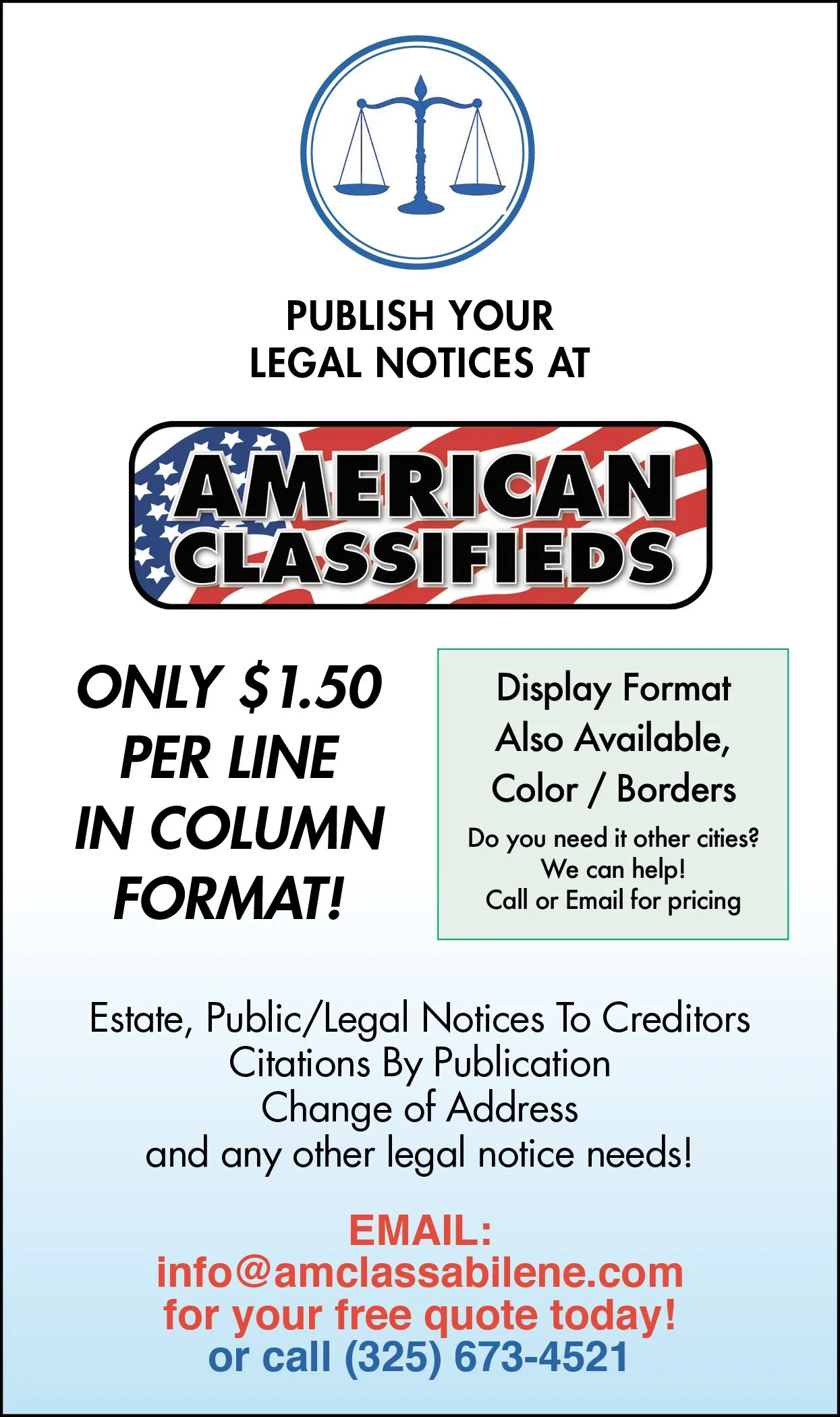 PUBLIC Notices - Thrifty Nickel of Abilene - American Classifieds ...