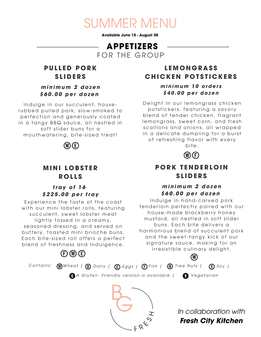 BG Fresh, Drop-Off Catering — BG Catering Concepts