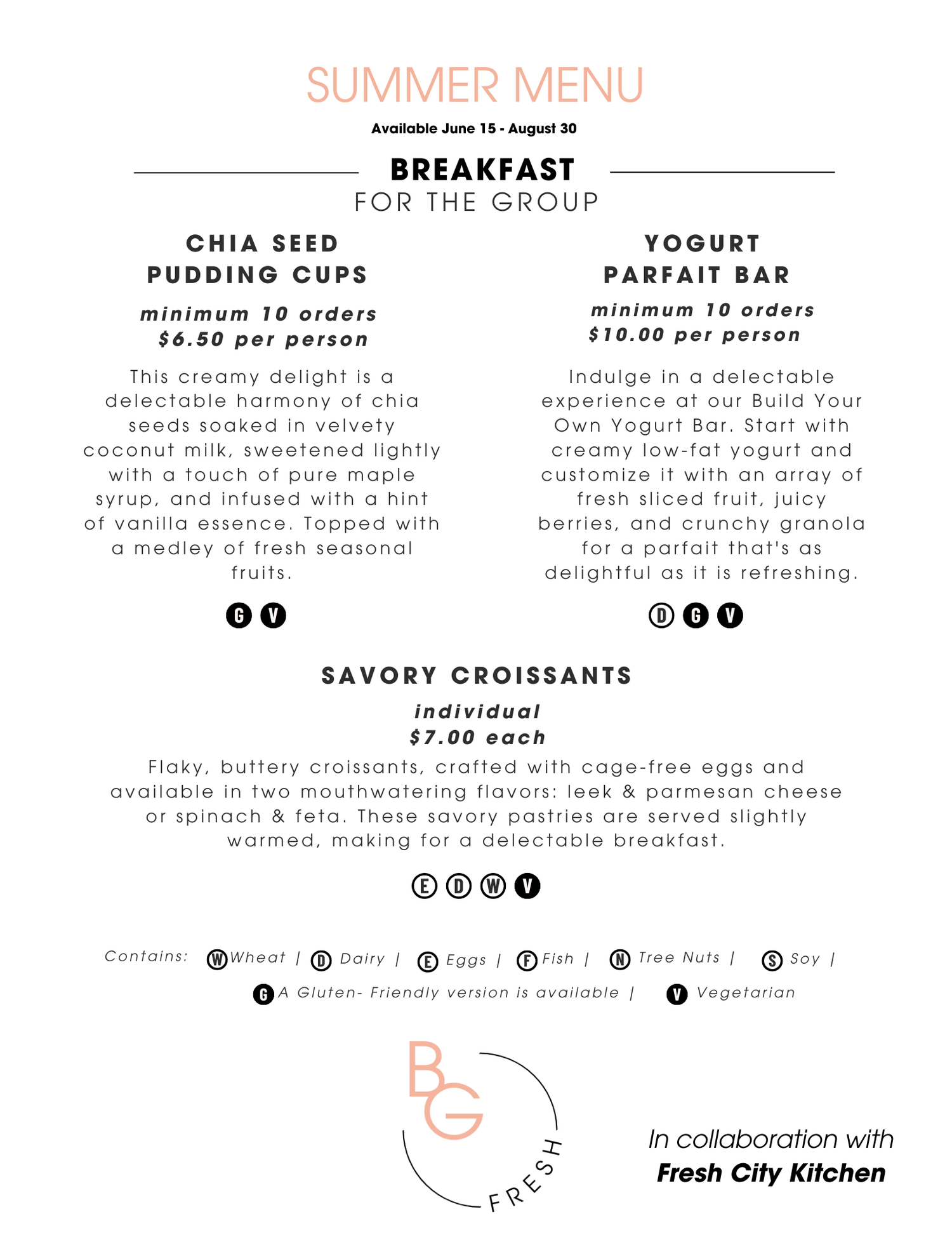 BG Fresh, Drop-Off Catering — BG Catering Concepts