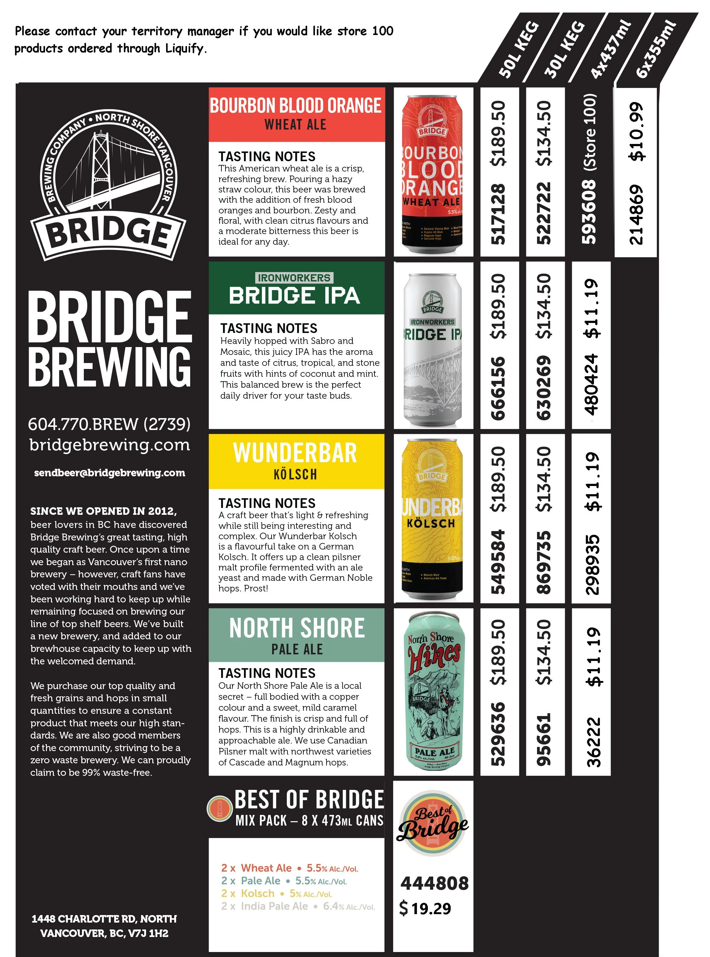 Sell Sheet — Bridge Brewing Co.