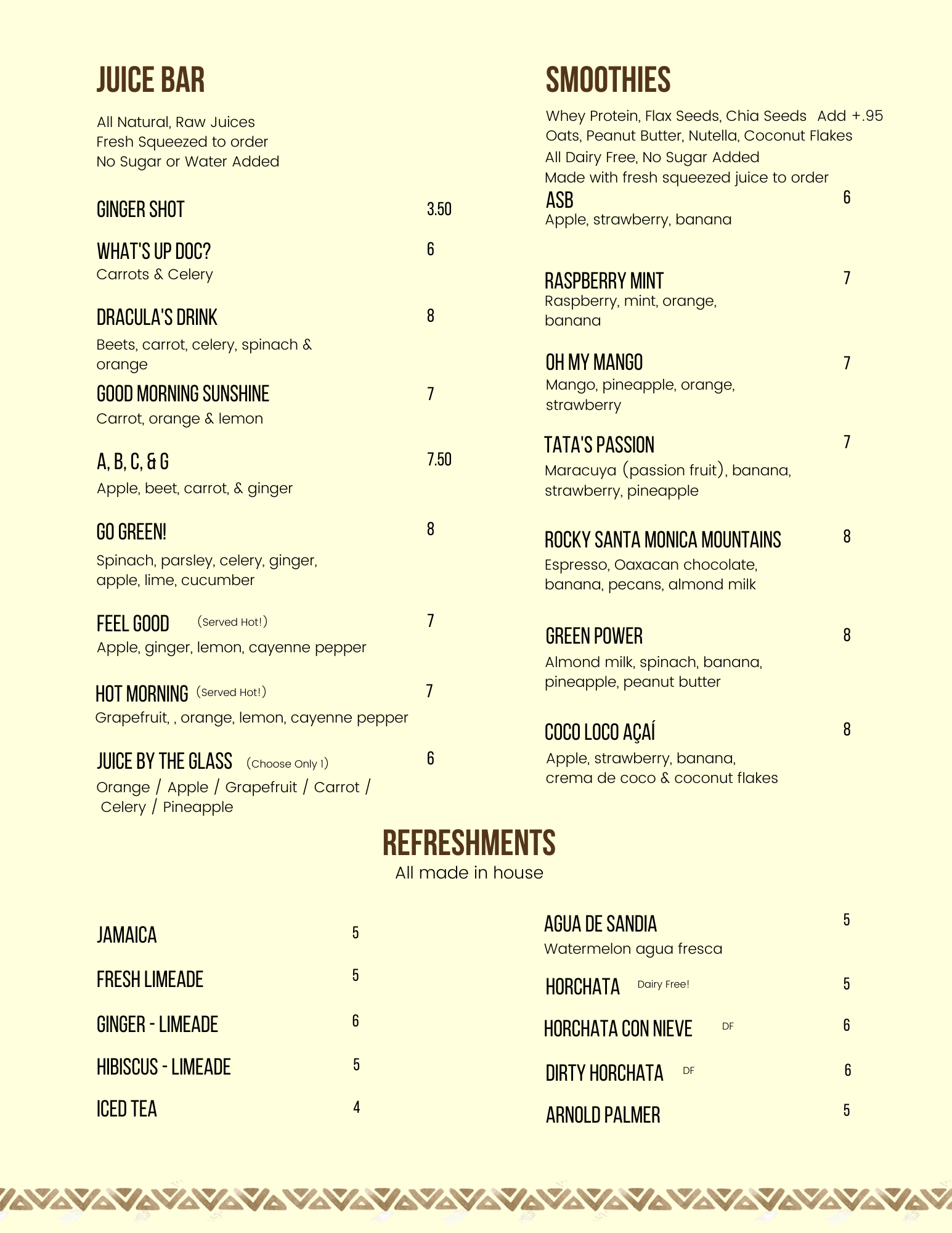 Menu — Yagul Cafe