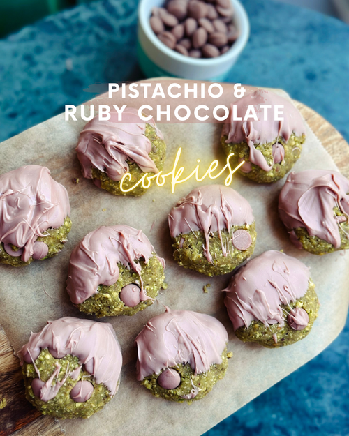 Pistachio Ruby Chocolate Cookies — cookiebeacon.com