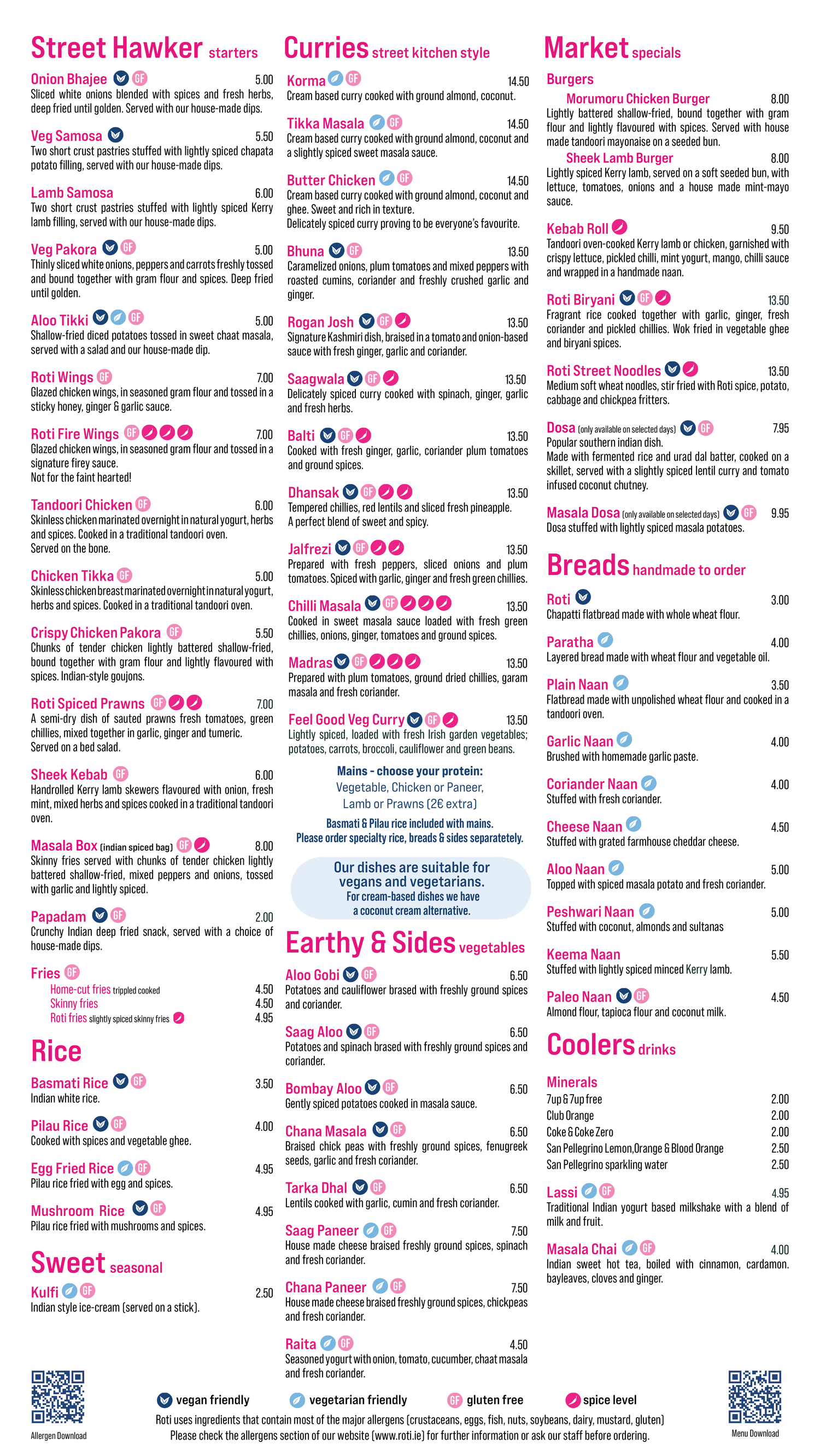 Menu — Roti Indian Street Kitchen - Tralee