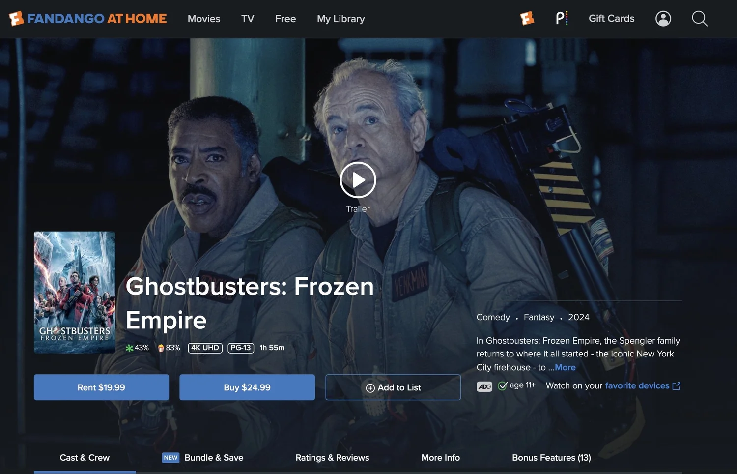 Fandango at Home: Getting to stream 'Ghostbusters: Frozen Empire' from my couch is a Wednesday ...