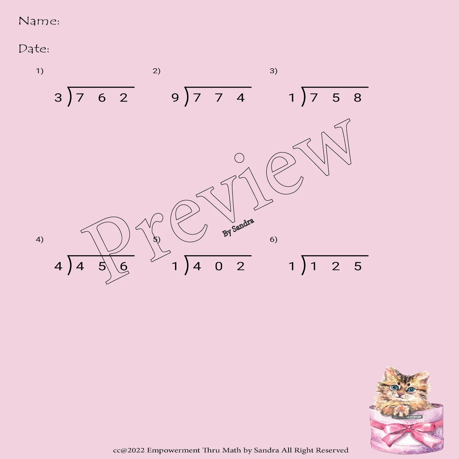 Long Division Worksheets With Answer Key