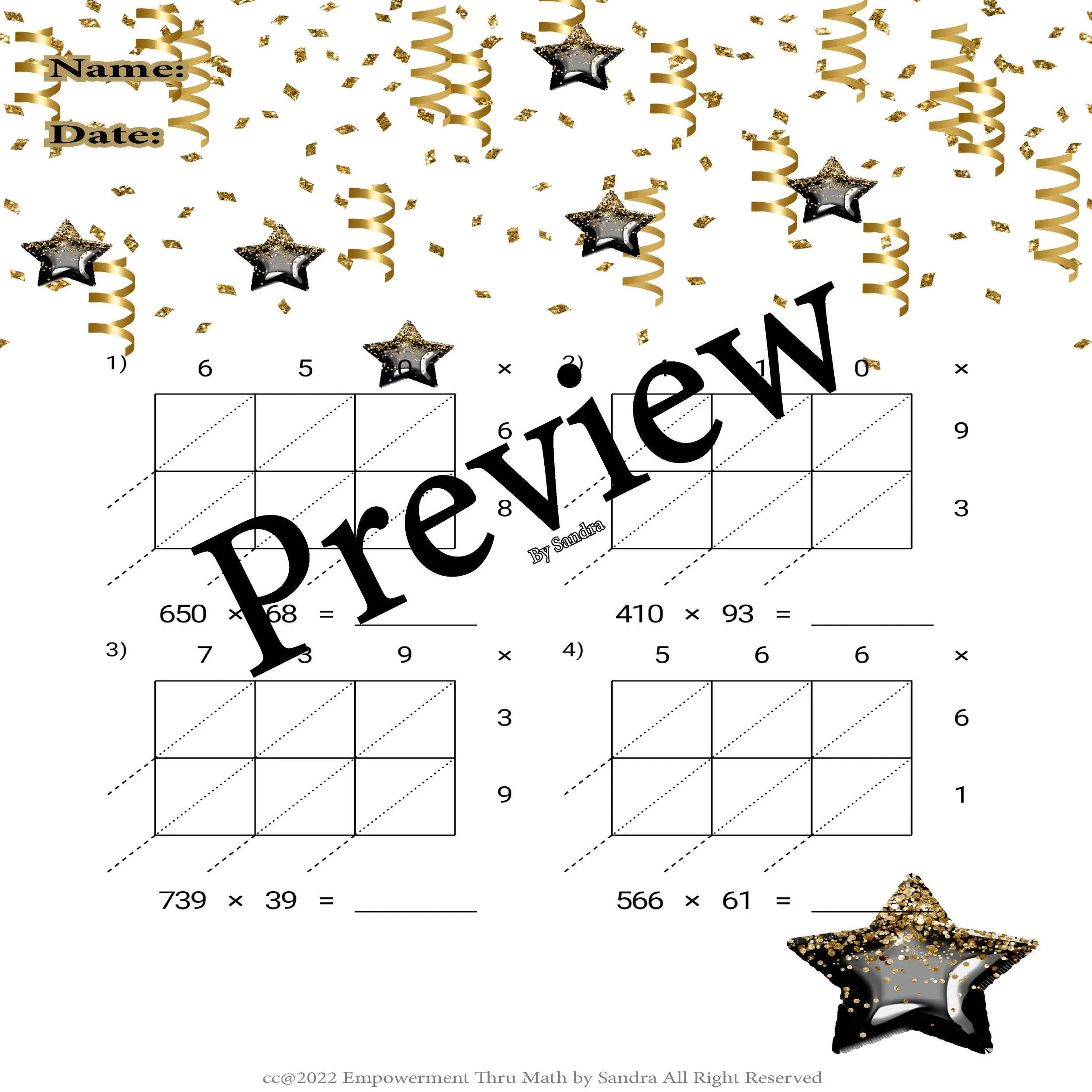 Printable Lattice Multiplication Practice 630x315
