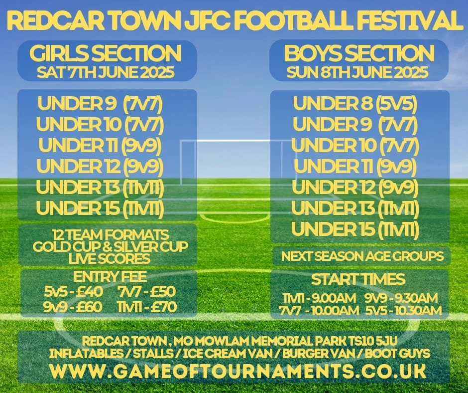 REDCAR TOWN JFC BOYS & GIRLS TOURNAMENT — GAME OF TOURNAMENTS