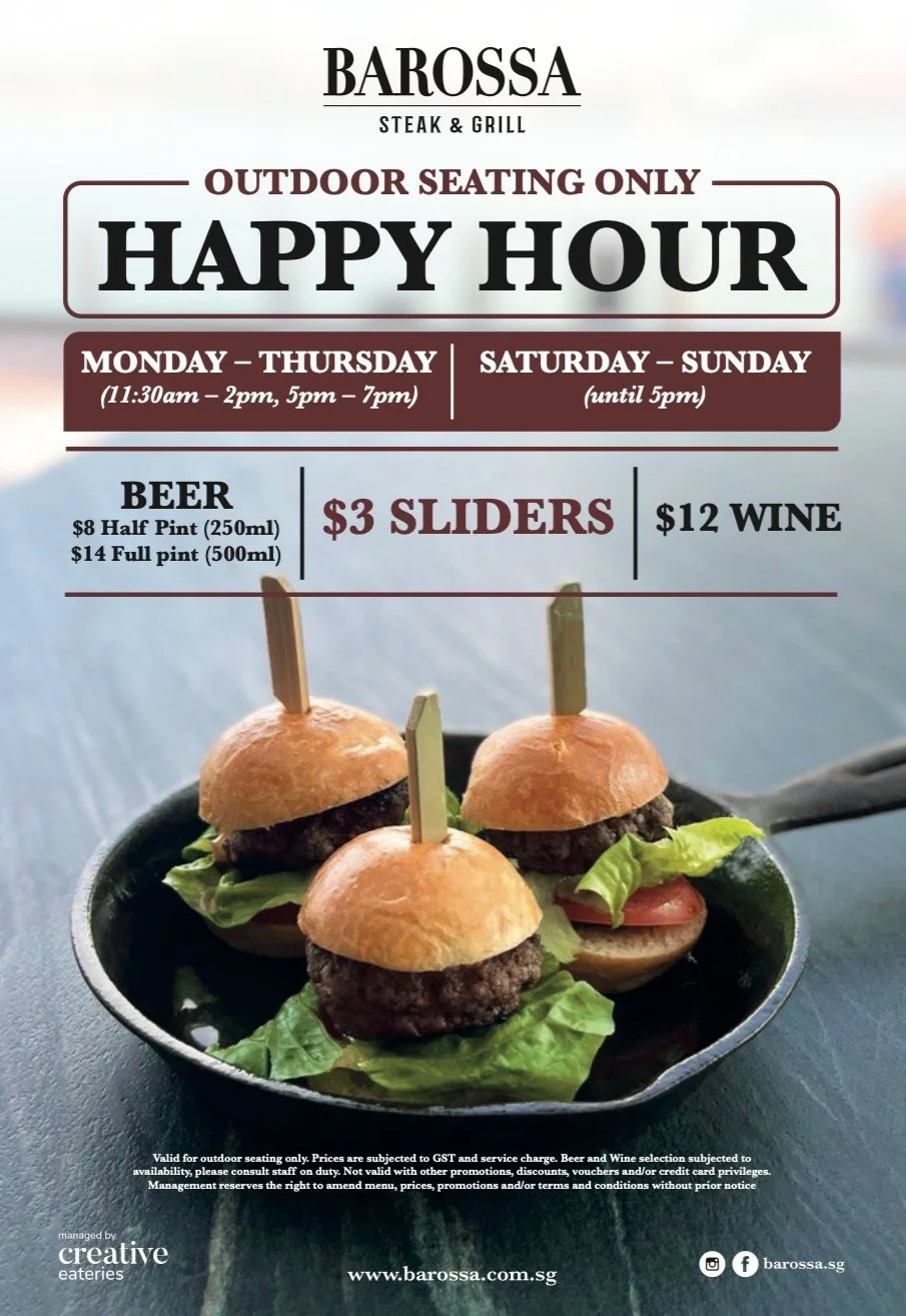 Best Happy Hour Spot to Chill in Singapore by Barossa Steak & Grill ...