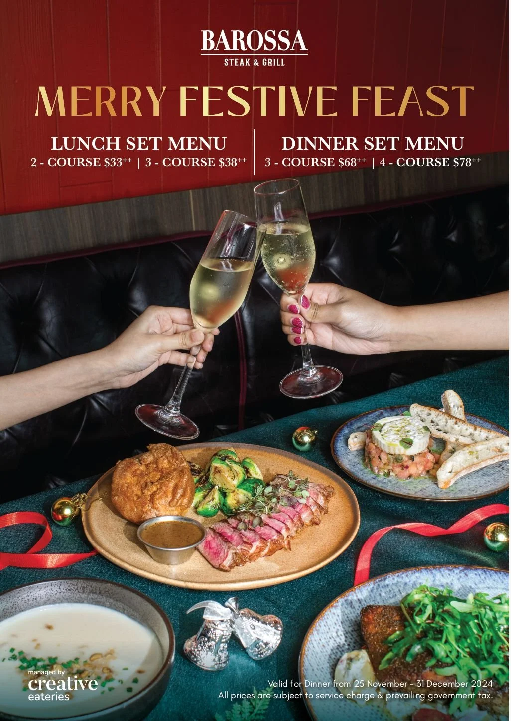 Best Christmas Set Menu Singapore 2024 — Barossa Steak and Grill