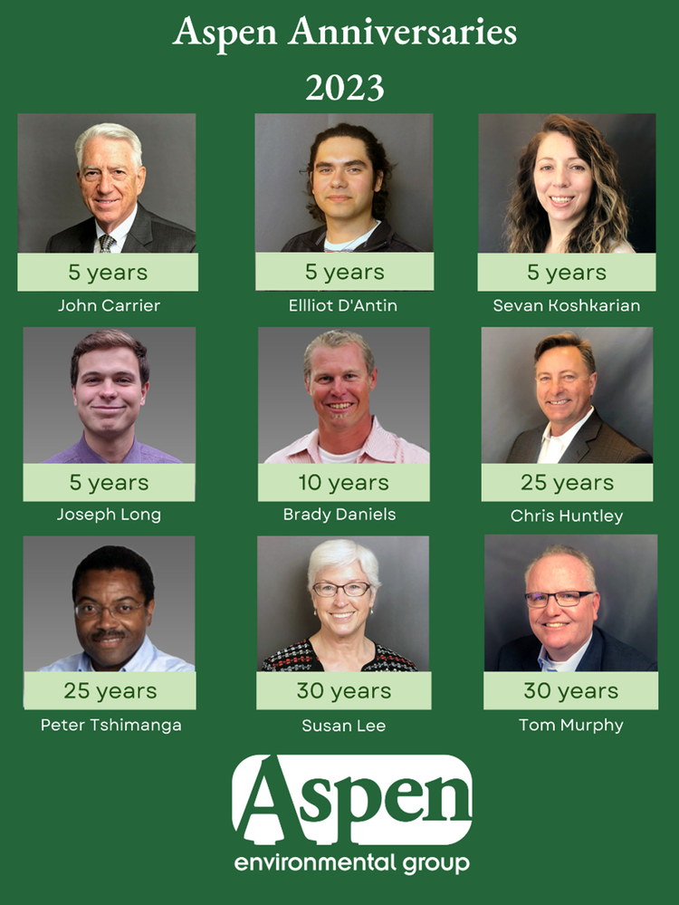 Aspen Celebrates Its 2023 Employee Anniversaries — Aspen Environmental ...