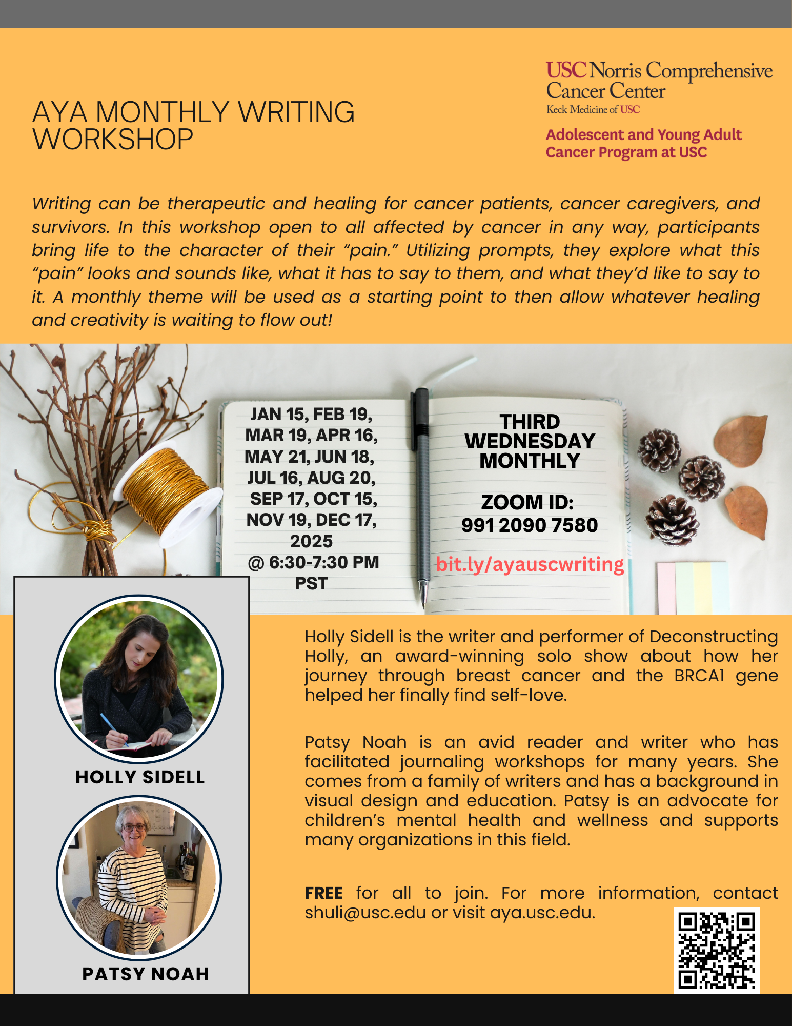 TURNING PAIN INTO ART: AYA MONTHLY WRITING WORKSHOP WITH HOLLY SIDELL ...