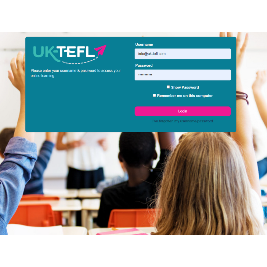 Log In Support Online TEFL Course | UK-TEFL