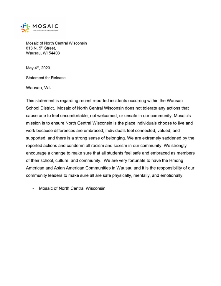 Community Statement — MOSAIC of North Central Wisconsin