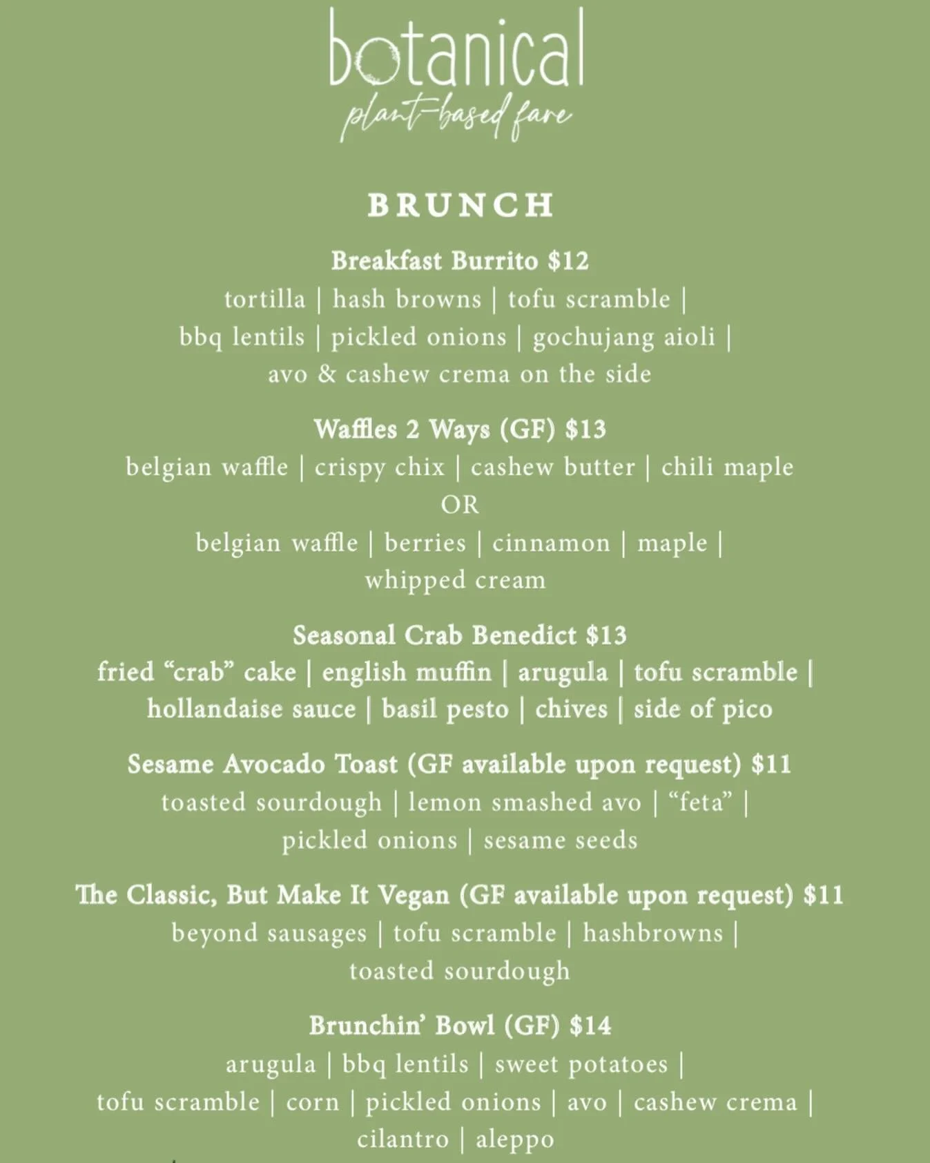 Menu — Botanical
