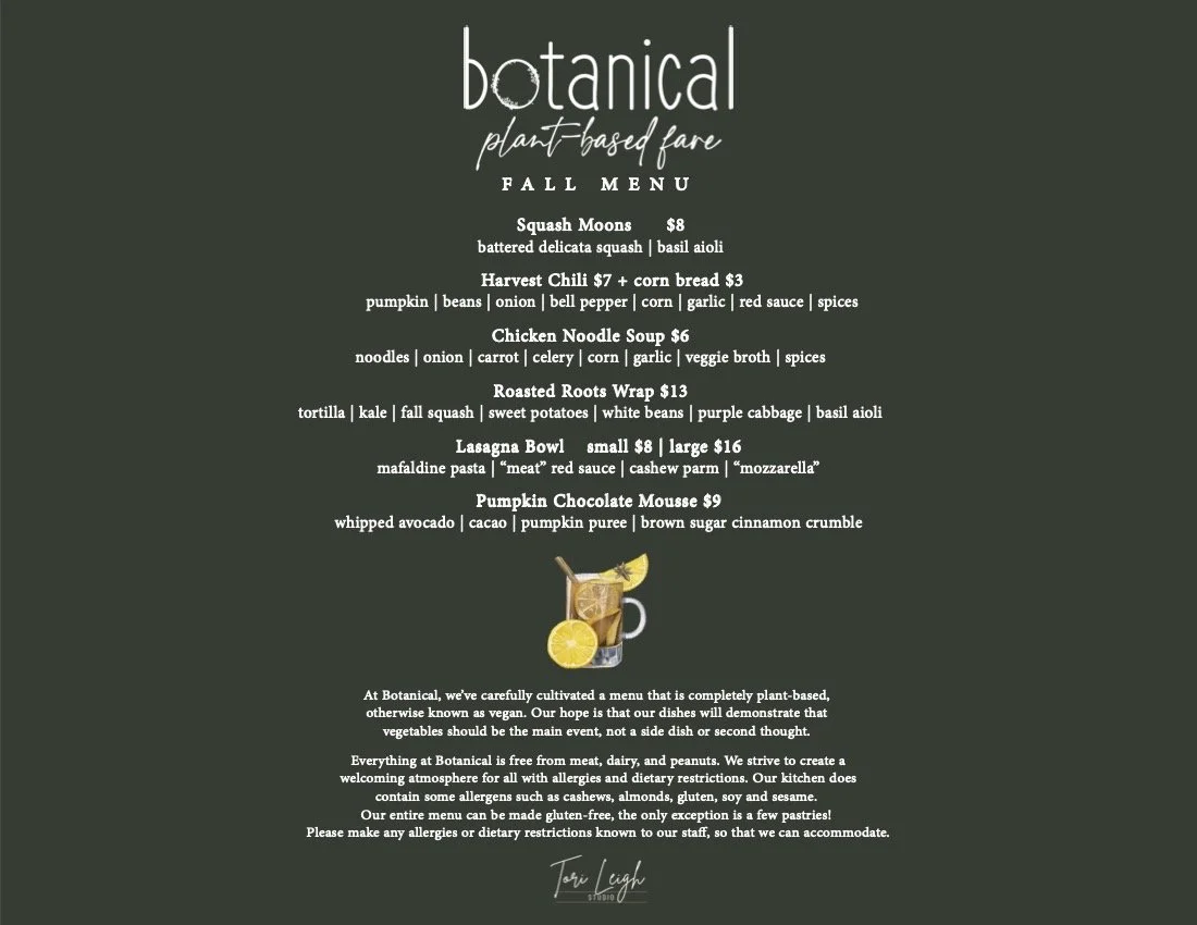 Menu — Botanical