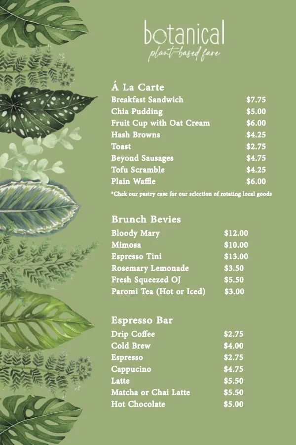 Menu — Botanical