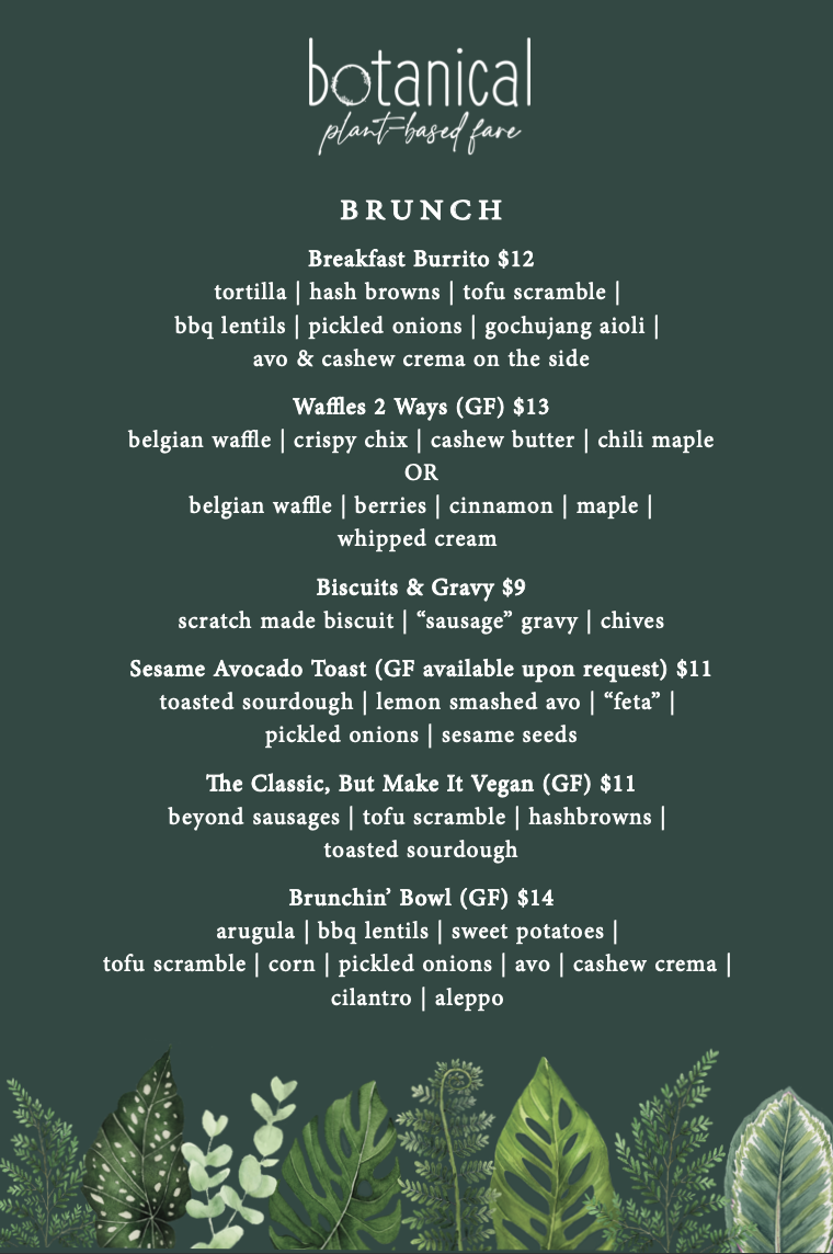 Menu — Botanical