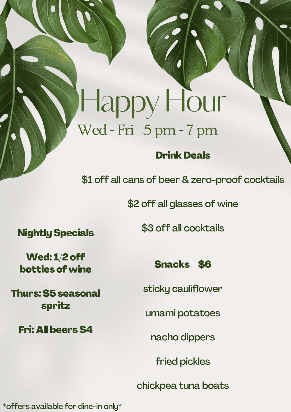 Menu — Botanical