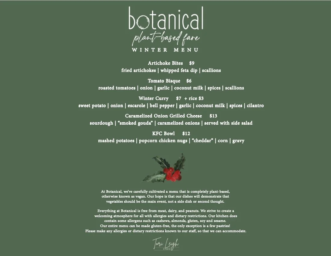 Menu — Botanical