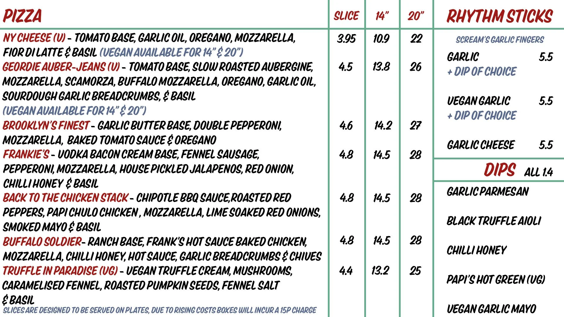 Menu — I Scream For Pizza