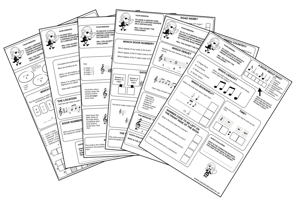 Music theory worksheets and games — Melodic Decoder music theory