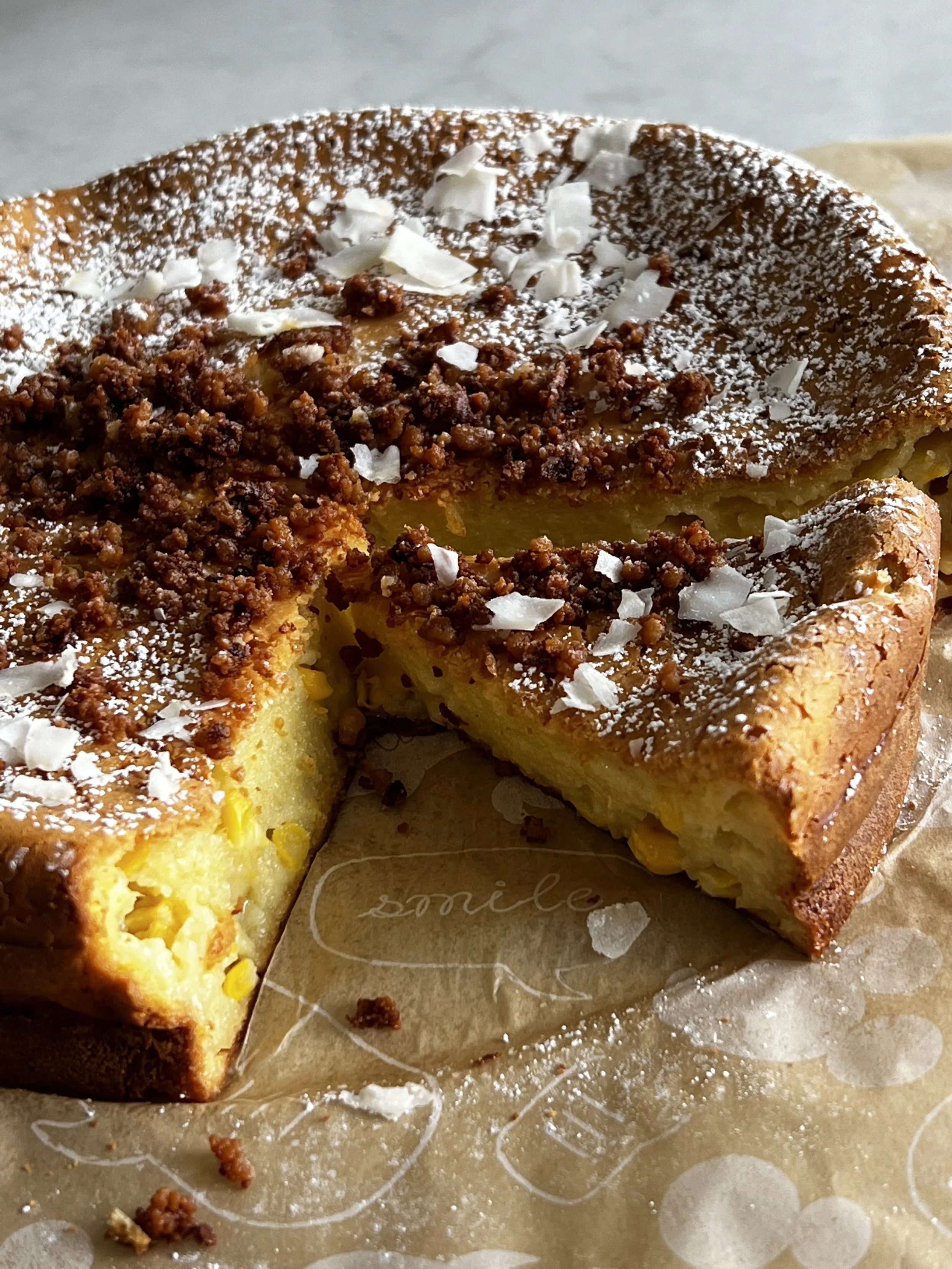 Fresh Corn and Latik Mochi Cake, super easy recipe by Kat Lieu — modern ...