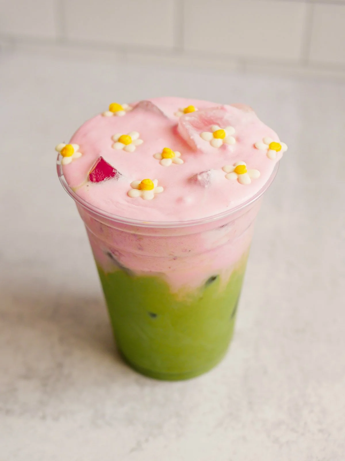 I can't stop making this quick and easy strawberry matcha latte ...