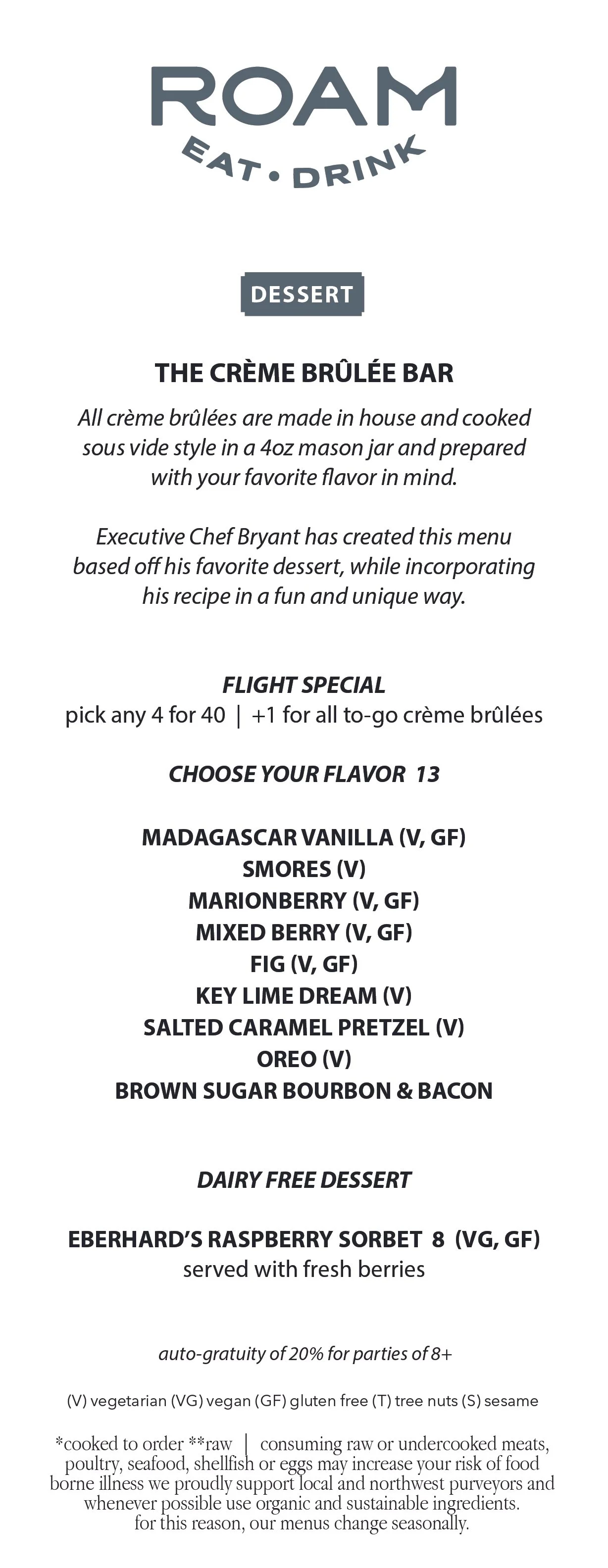 Bend Oregon Desserts & Nightcaps — ROAM