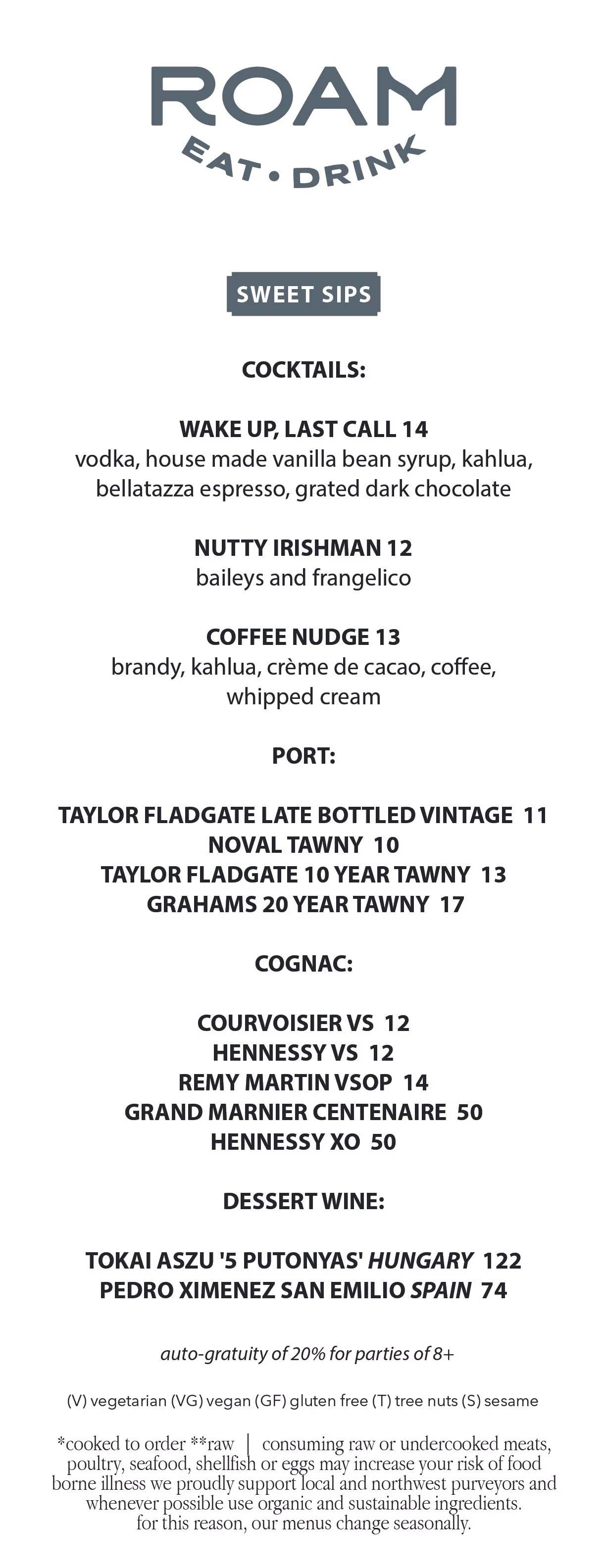 Bend Oregon Desserts & Nightcaps — ROAM