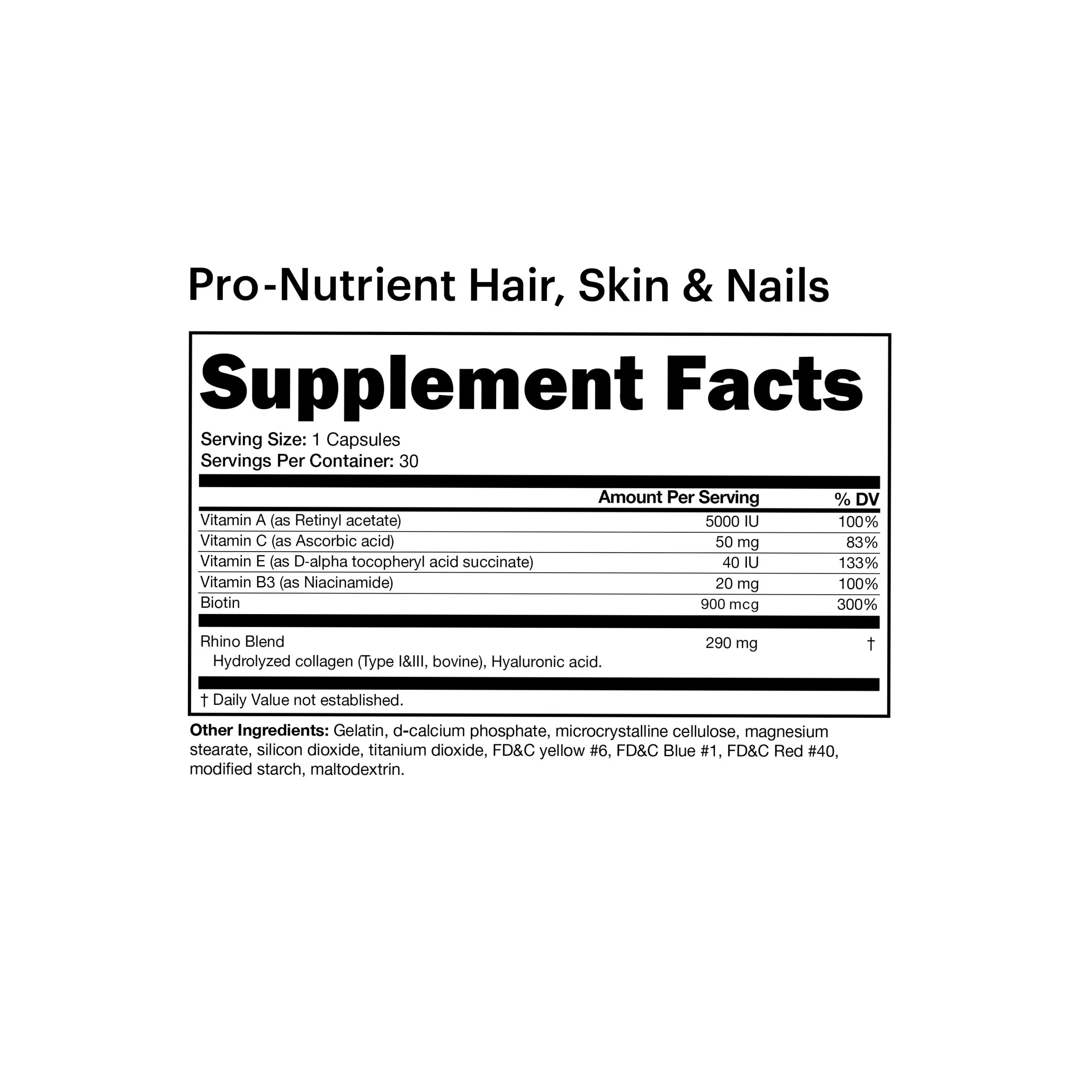 Pro-Nutrient Hair, Skin, & Nails — Rhino | Health & Wellness Supplements
