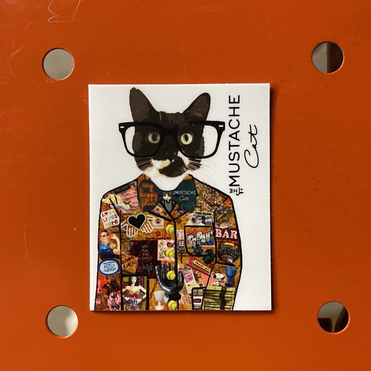The Mustache Cat - original collage art by Kristi Abbott, Print — The ...