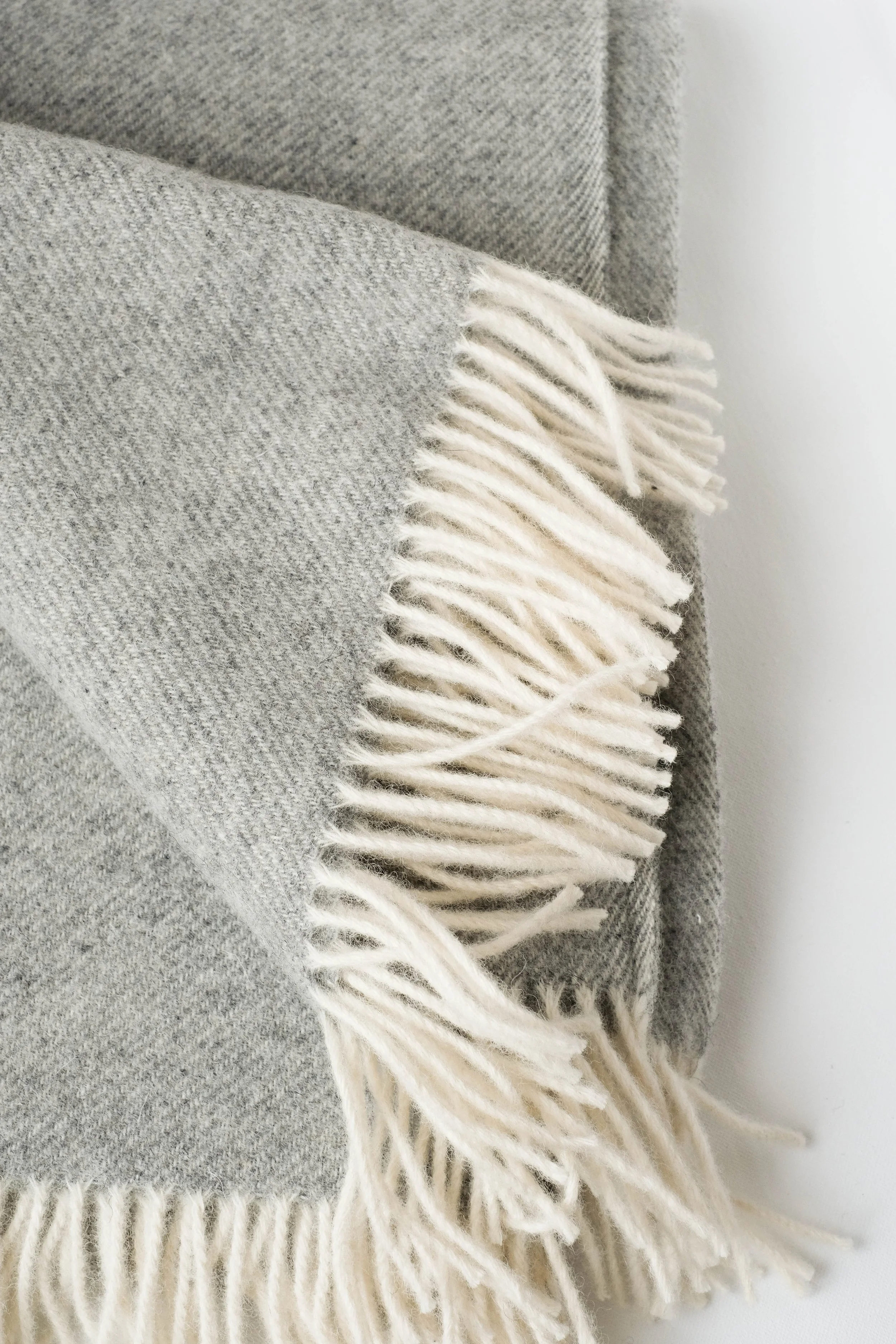Light Grey Wool Throw — circa
