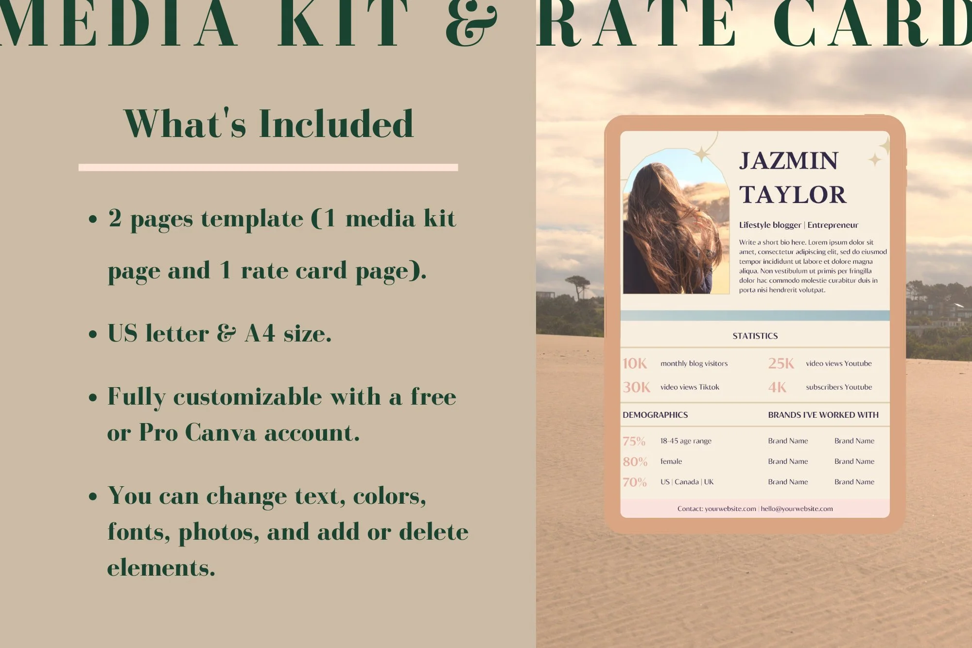 Canva Media Kit & Rate Card Template | Dreamy — Soulful Girls Studio