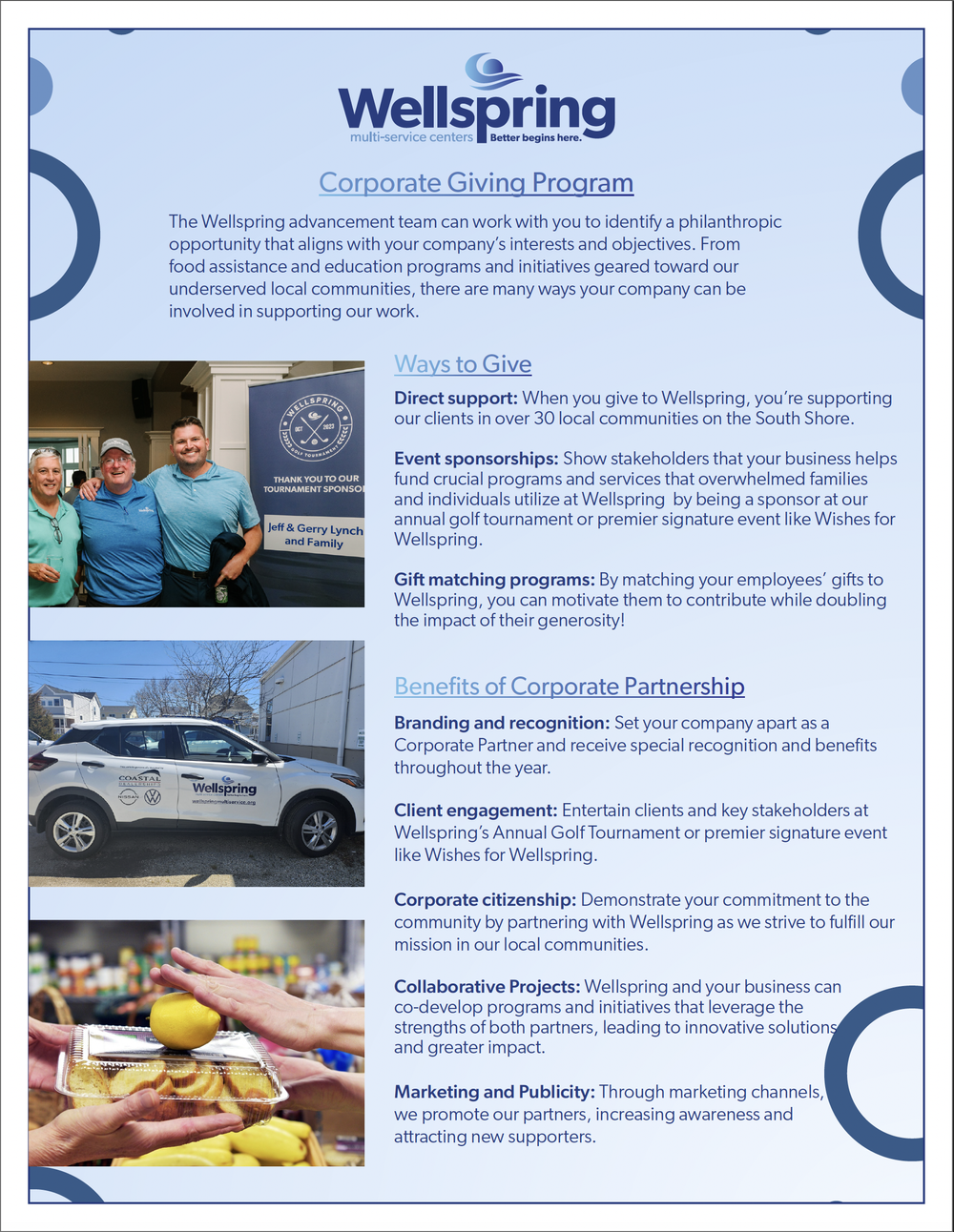 Corporate Giving Program | Wellspring Multi-Service Centers