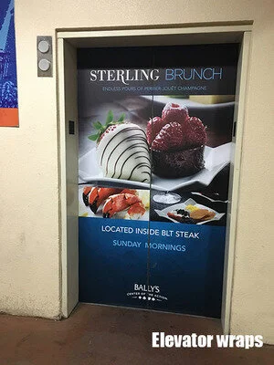 Custom Printed Vinyl Elevator Wraps. Doors, Trim, & Cab Wraps