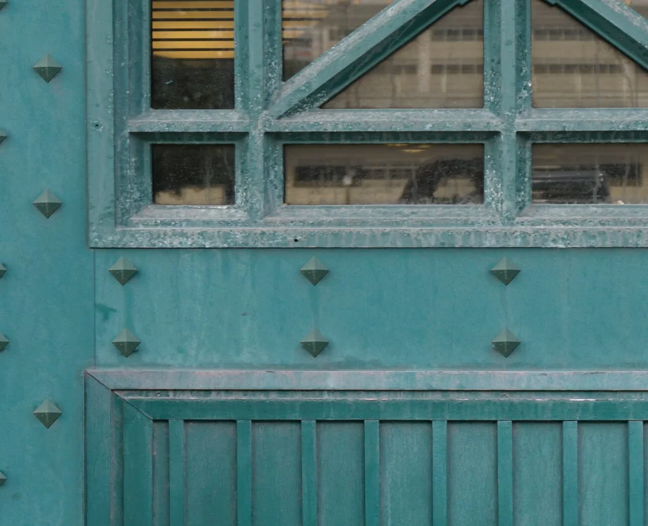 2 Window Green Metal Door wrap