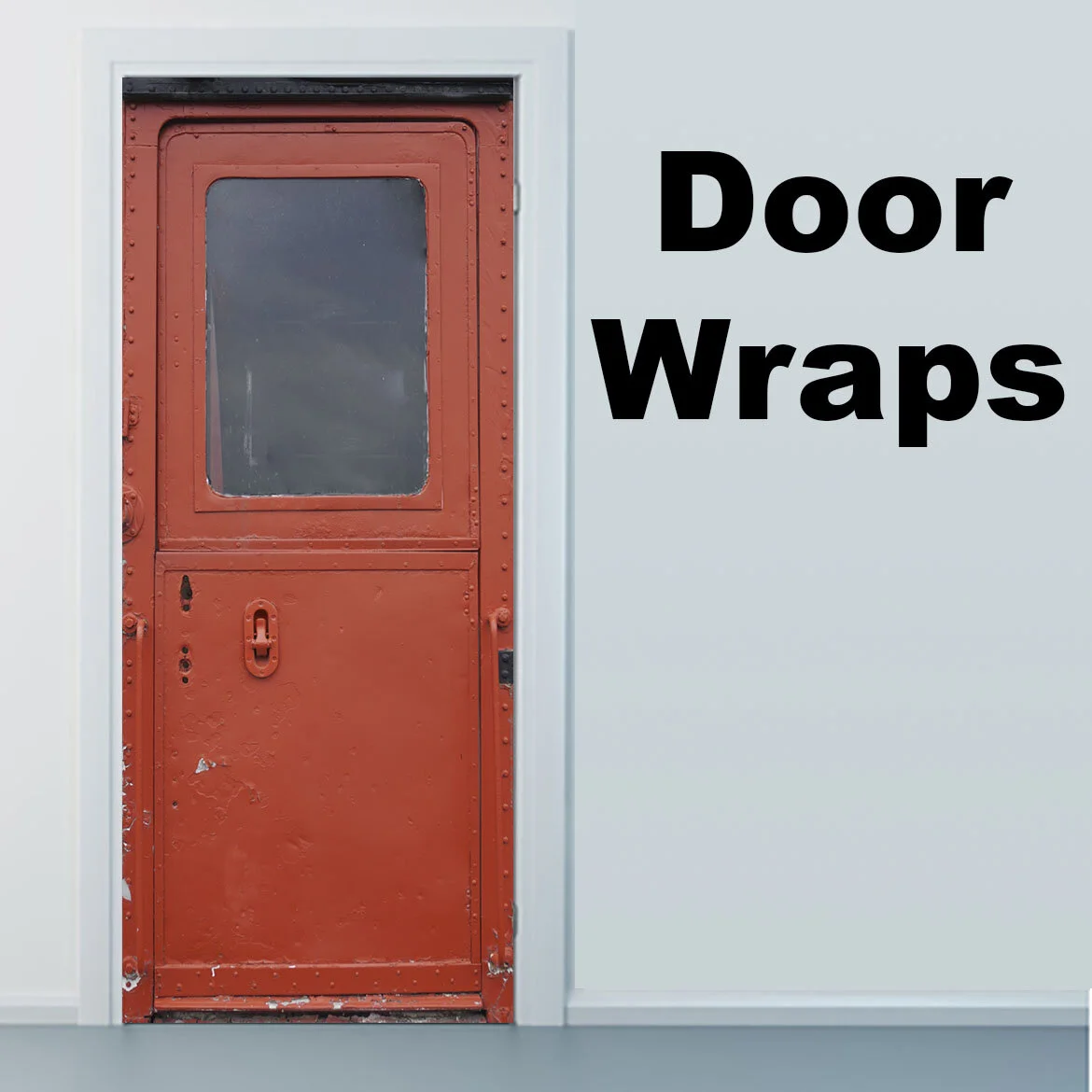 Red Train Car Door Wrap